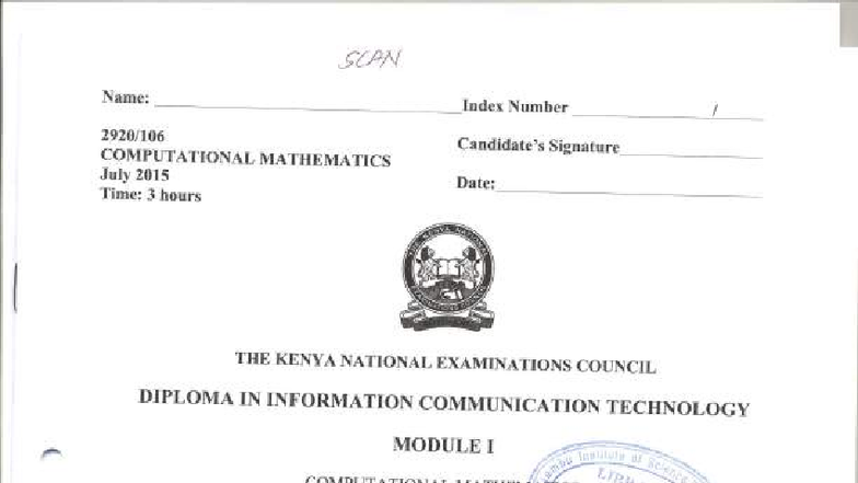 COMP 101: Final Exam in Computational Mathematics - July 2015 - Studocu