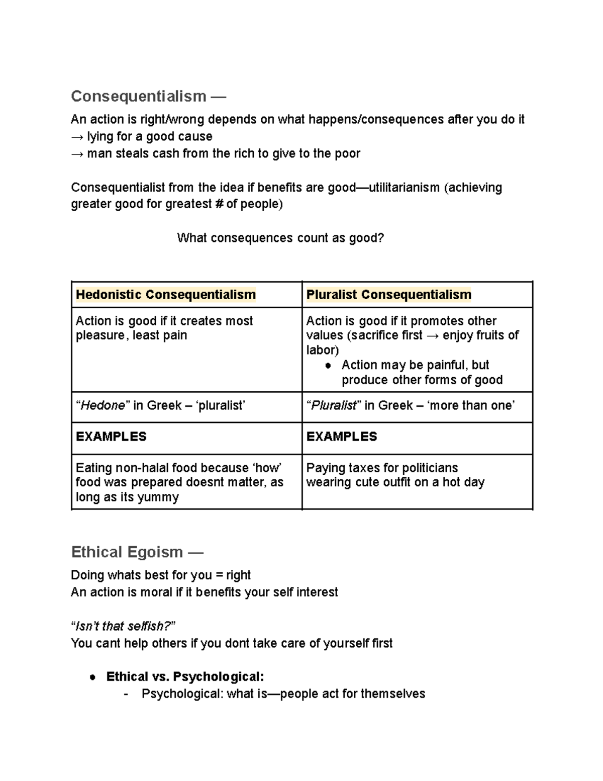 Idojwo - VE NOTES: Exploring Consequentialism, Ethical Egoism, and ...