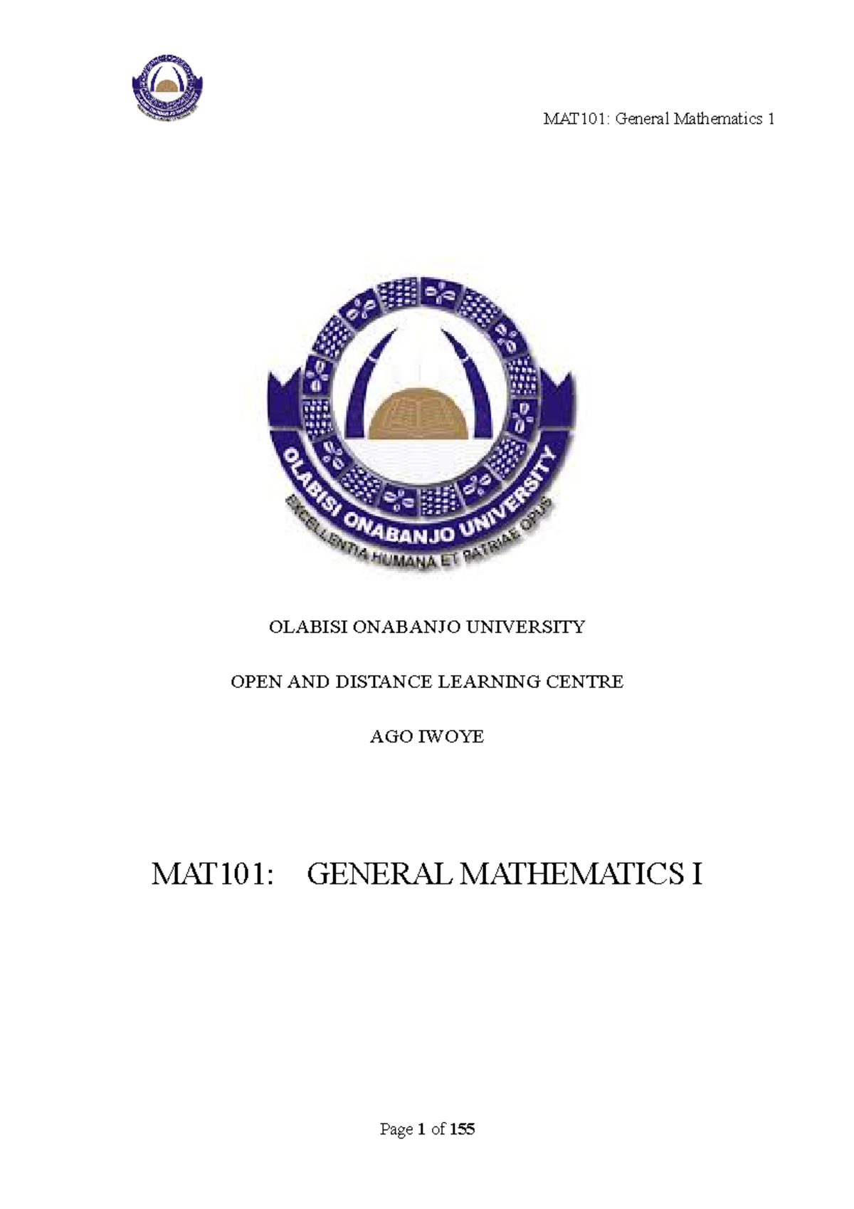 MAT101 (1) Teaching Material 2021 - OLABISI ONABANJO UNIVERSITY OPEN ...
