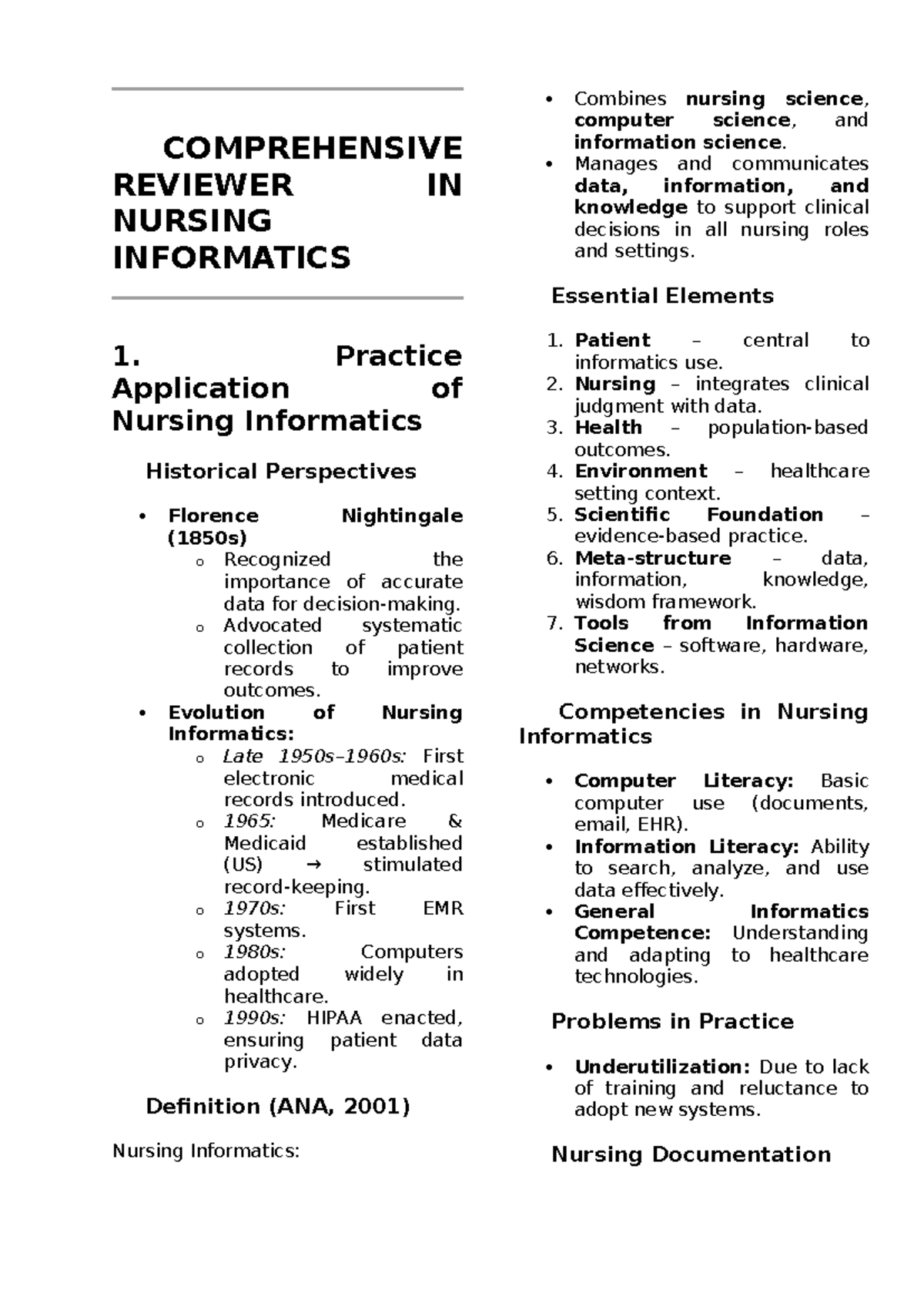 NURSING INFORMATICS 5: Comprehensive Review and Flashcard Study Guide ...
