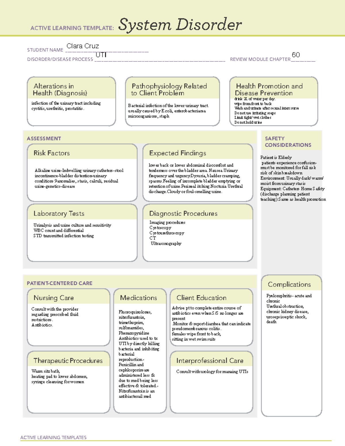 ATI System Disorder: UTI Active Learning Template - Studocu