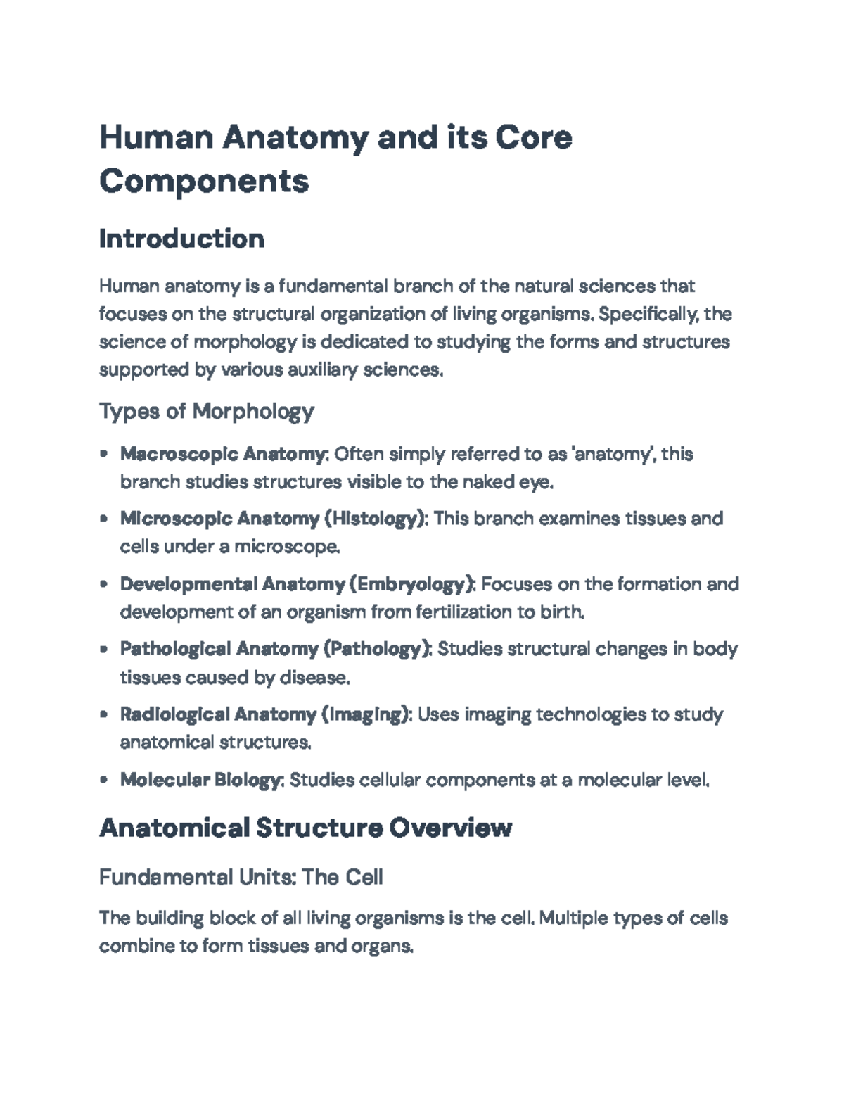 Human Anatomy Overview: Core Components and System Functions - Human ...