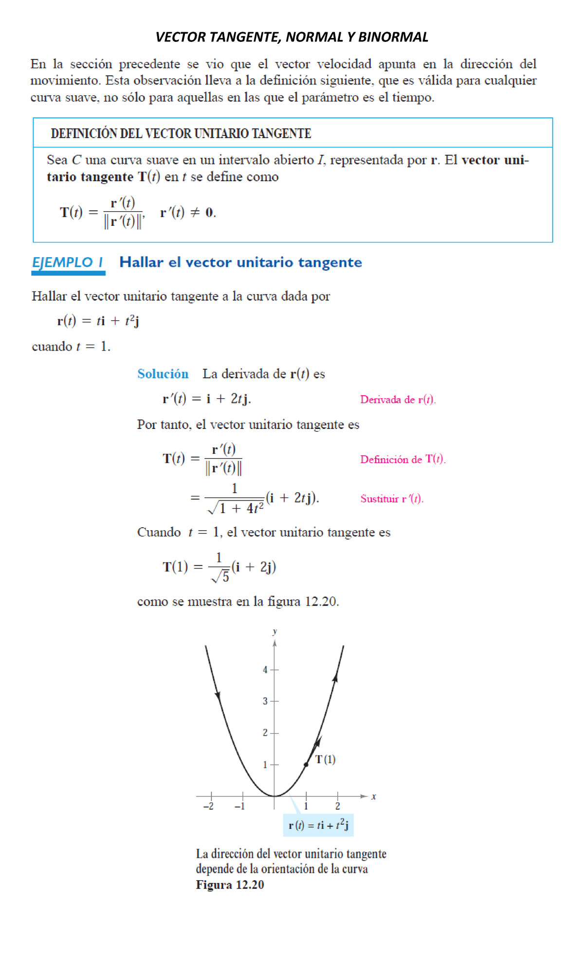 Vectores Tangente, Normal y Binormal: Conceptos y Aplicaciones - Studocu
