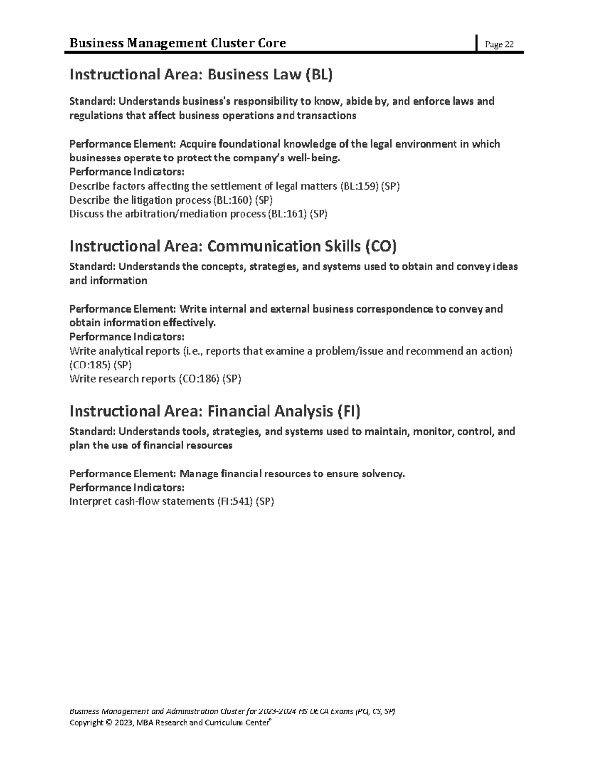 Business Management Cluster Core Overview for HS DECA Exams (BMA) - Studocu