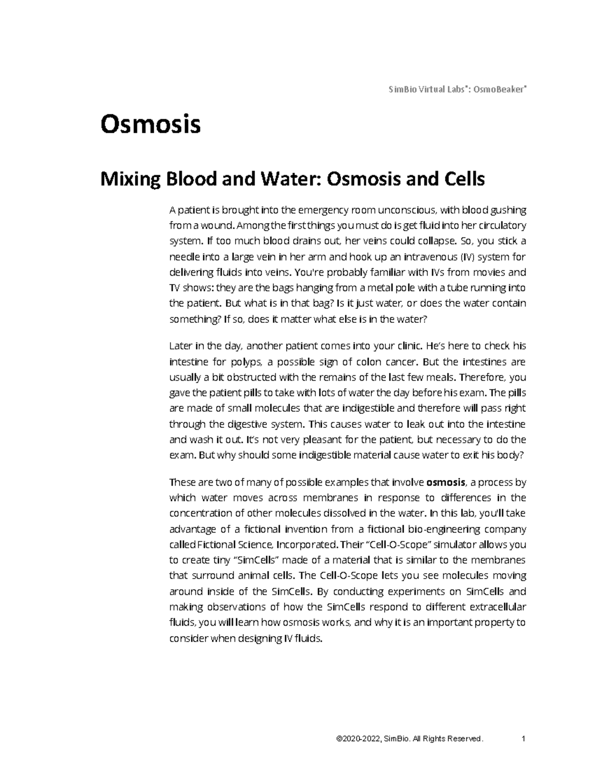 Osmosis Simulation Lab Questions (BIO 101) - Studocu