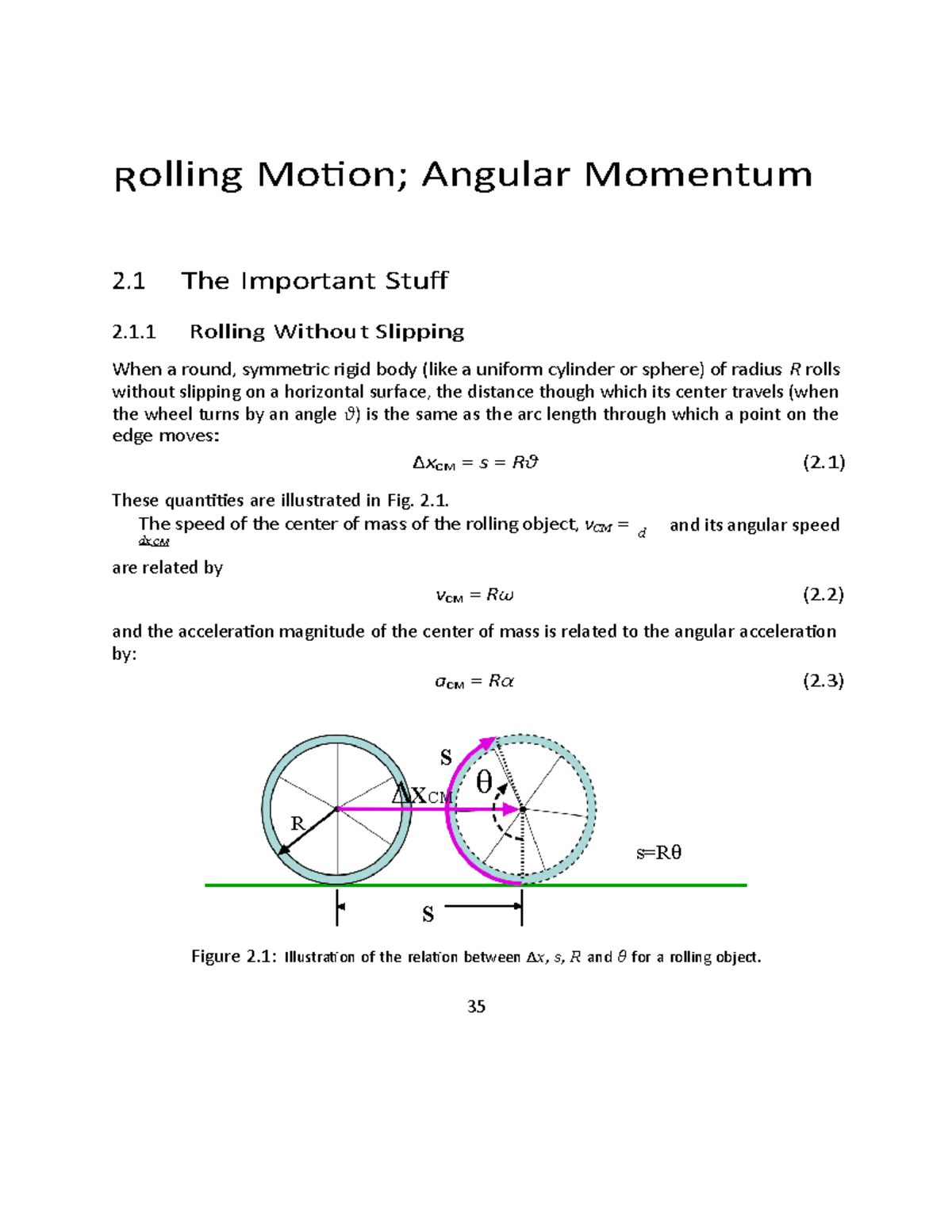 Angular momentum of a particle and system of particles - s xCM R s=R s ...
