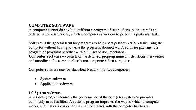 COSC00102: Overview of Computer Software and Its Types - Studocu