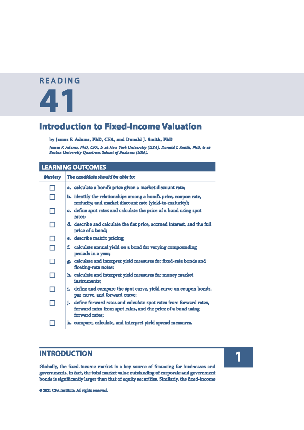 Introduction to Fixed Income Securities - Studocu