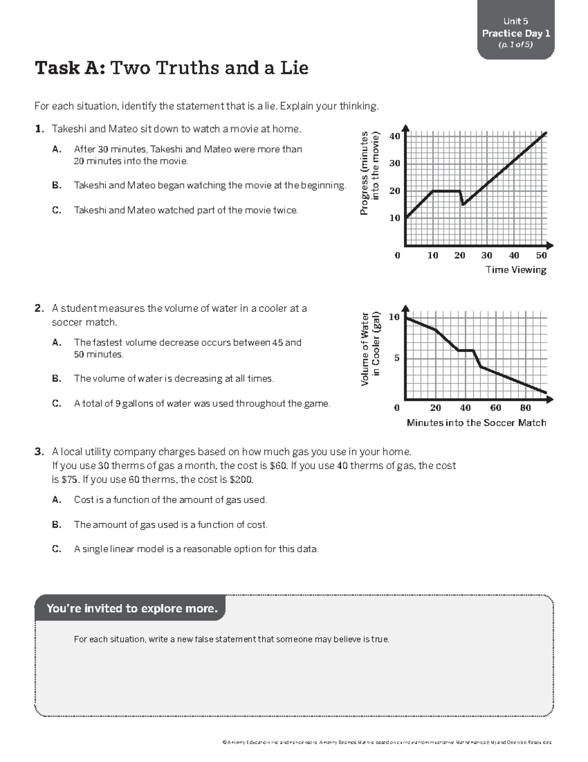 Unit 5 Practice Day 1: Task Cards for Functions and Graphing - Studocu
