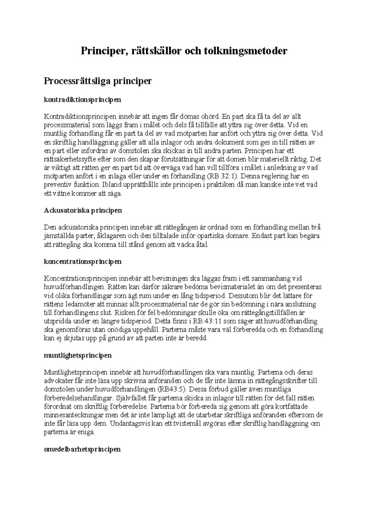 Principer och Tolkningsmetoder inom Process-, Straff- och Avtalsrätt ...