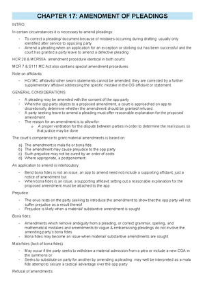CIV PROC CH 16 Pleas AND Close OF PL - CHAPTER 16: PLEA, COUNTERCLAIM ...