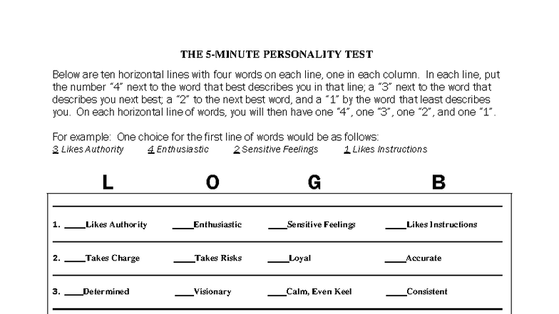 Temperament Test (Animals) - Understanding Your Personality Types - Studocu