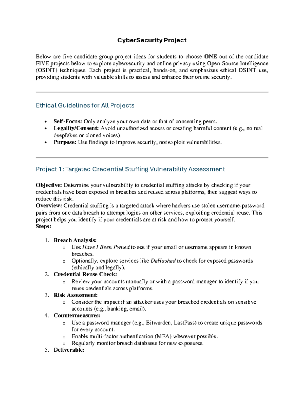 CyberSecurity Project Ideas: Exploring OSINT Techniques - Studocu