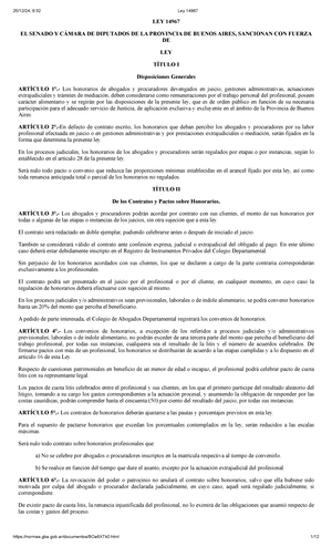 Ley 11653: Texto Actualizado sobre Tribunales de Trabajo en Buenos ...