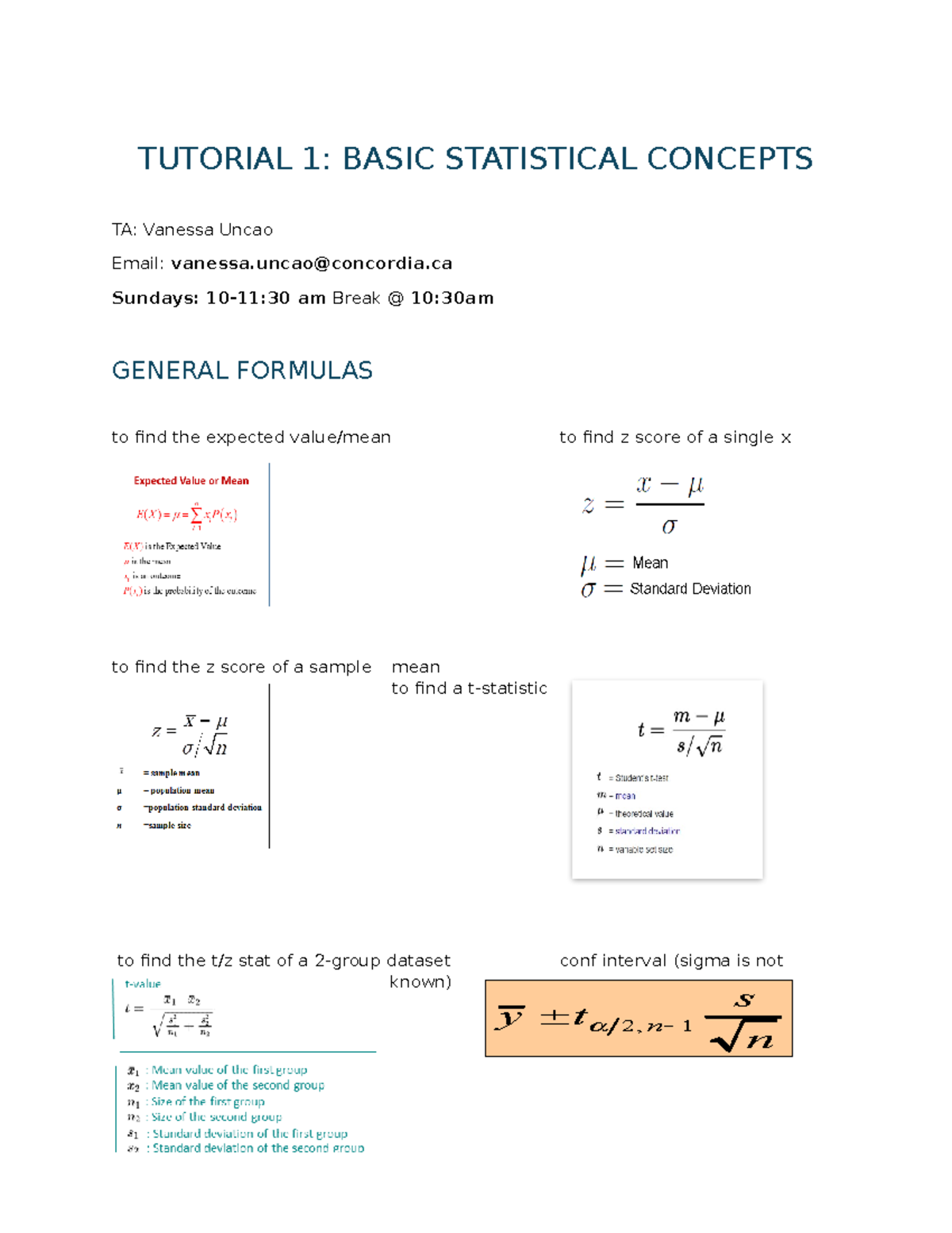 TUT 1 & 2: Basic Stats & Simple Regression Analysis Notes - Studocu