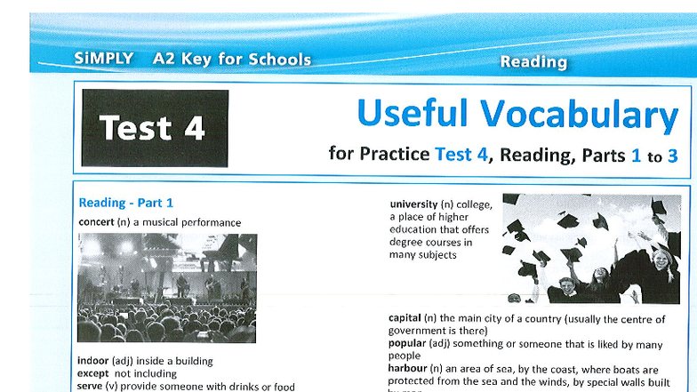 SiMPLY A2 Key for Schools Reading Test 4 Vocabulary Practice - Studocu