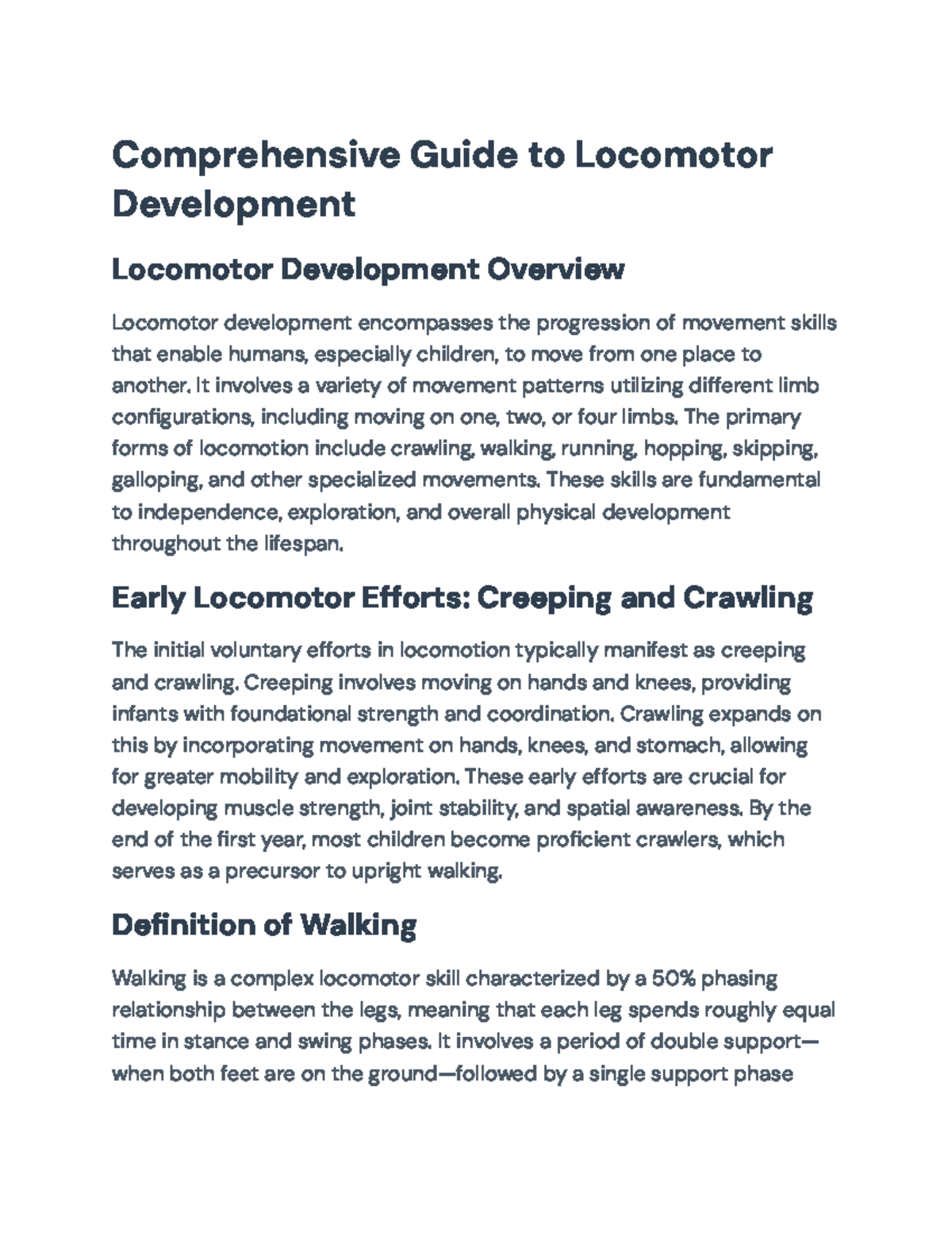Comprehensive Guide to Locomotor Development in Children (EDU 101 ...