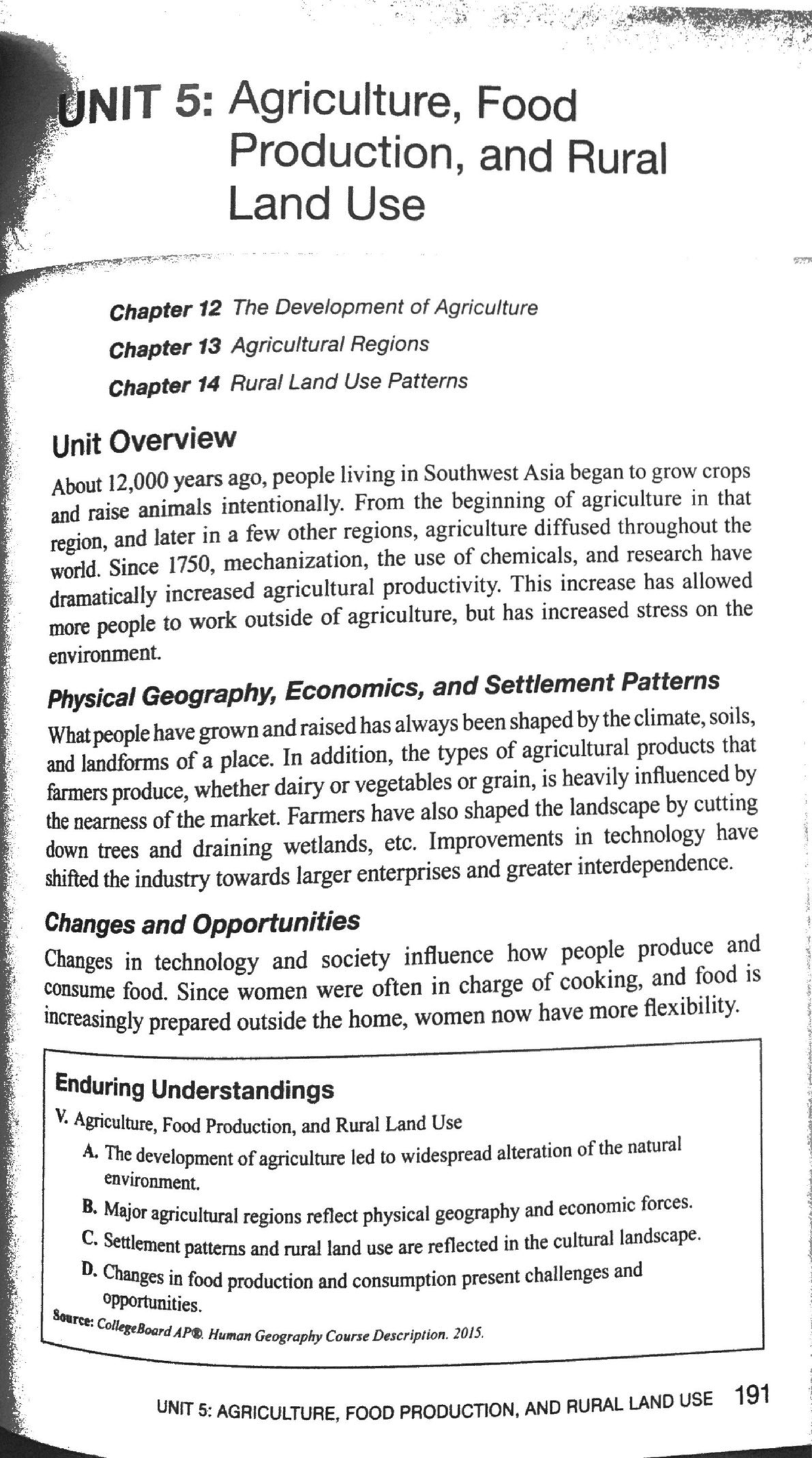 Amsco Unit 5 Chapter 12 pgs 191-208 - UNIT 5: Agriculture, Food ...
