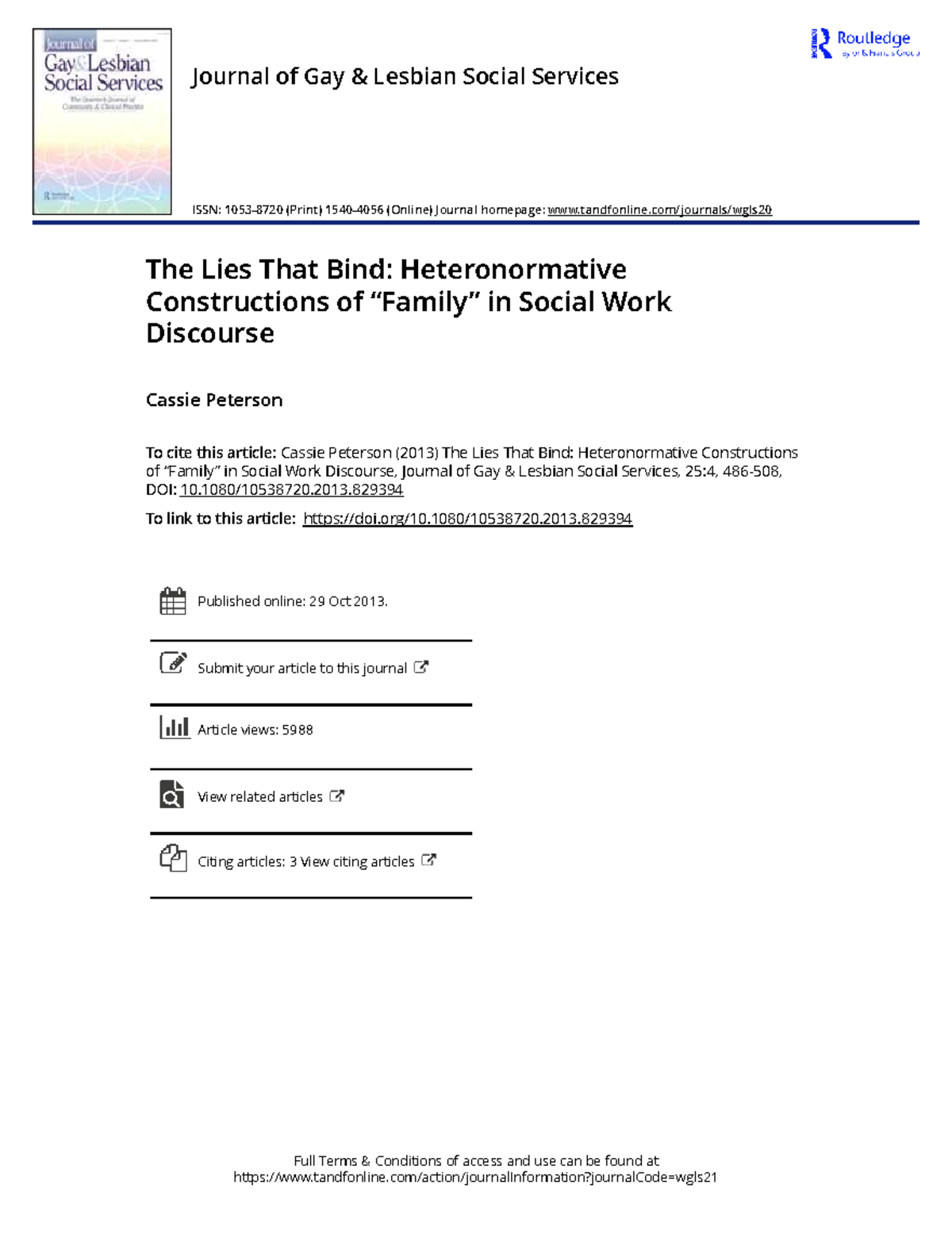 The Lies That Bind: Heteronormative Family Constructs in SW Discourse ...