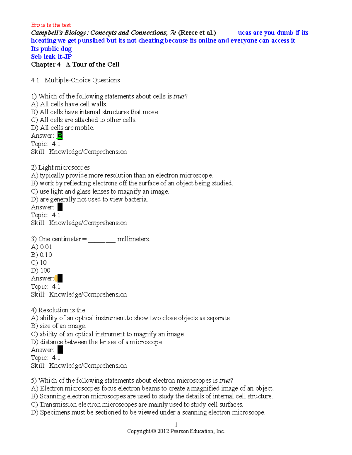 Unit 4 Study Guide: Biology Concepts & Connections (7e) - Chapter 4 Insights - Studocu