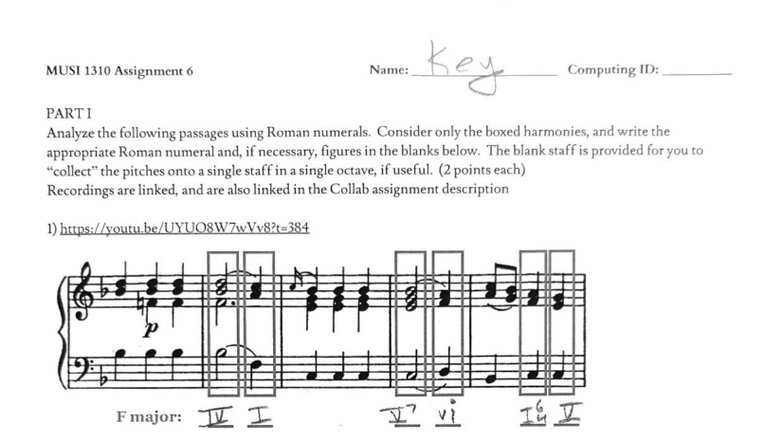 MUSI 1310 Assignment 6: Roman Numeral Analysis Practice - Studocu