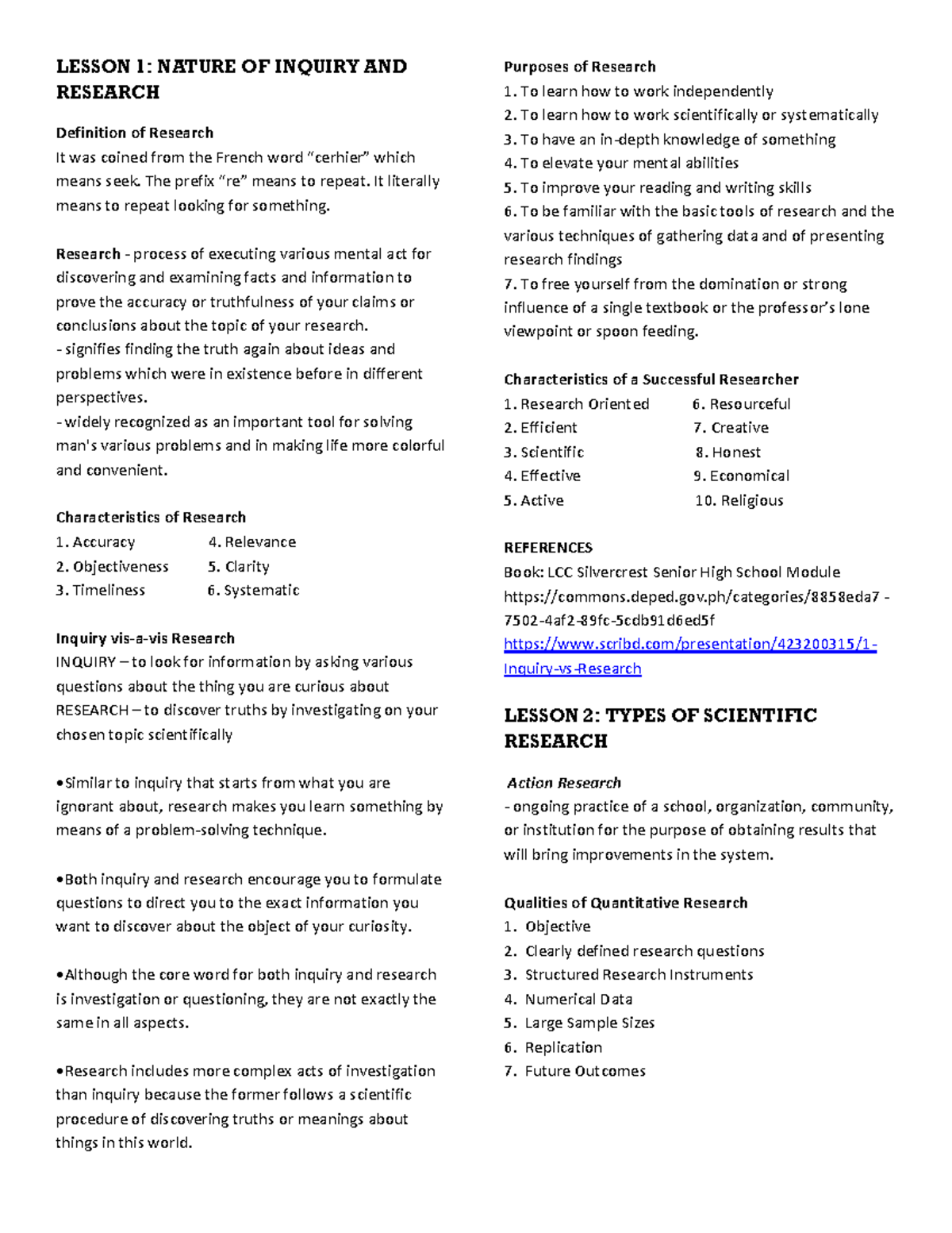 Practical Research 1 - LESSON 1: NATURE OF INQUIRY AND RESEARCH ...