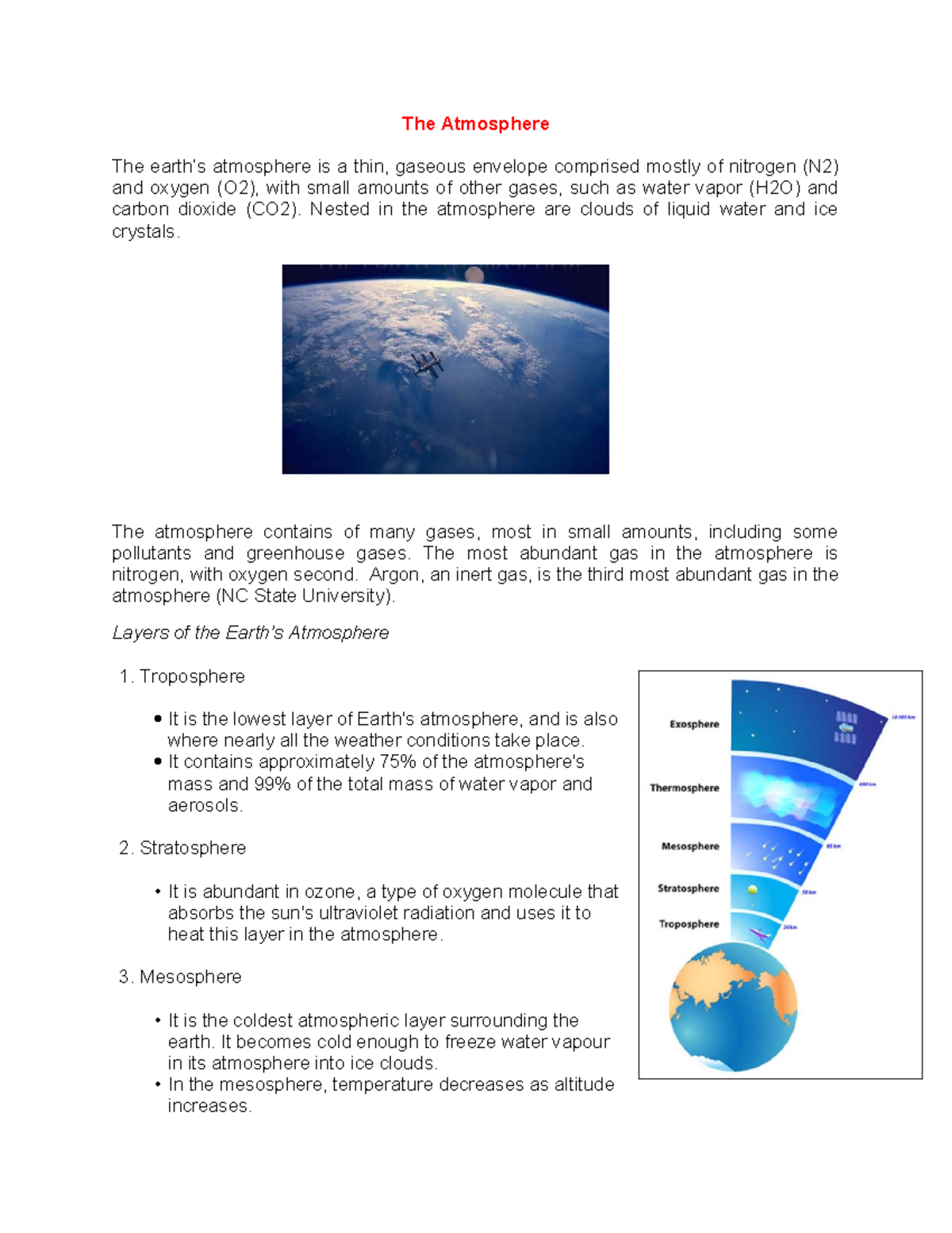 The Atmosphere Overview - Module 3 Notes - Studocu