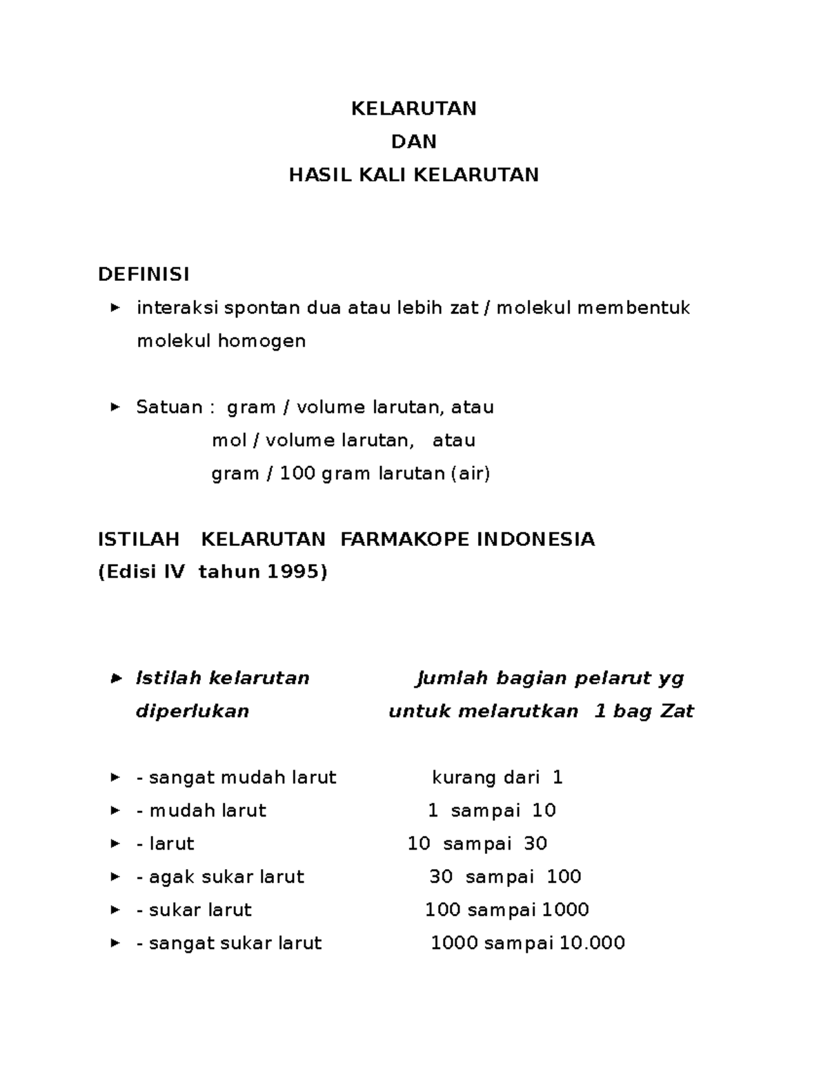 Kelarutan dan Hasil Kali Kelarutan dalam Kimia Dasar Ksp - Studocu