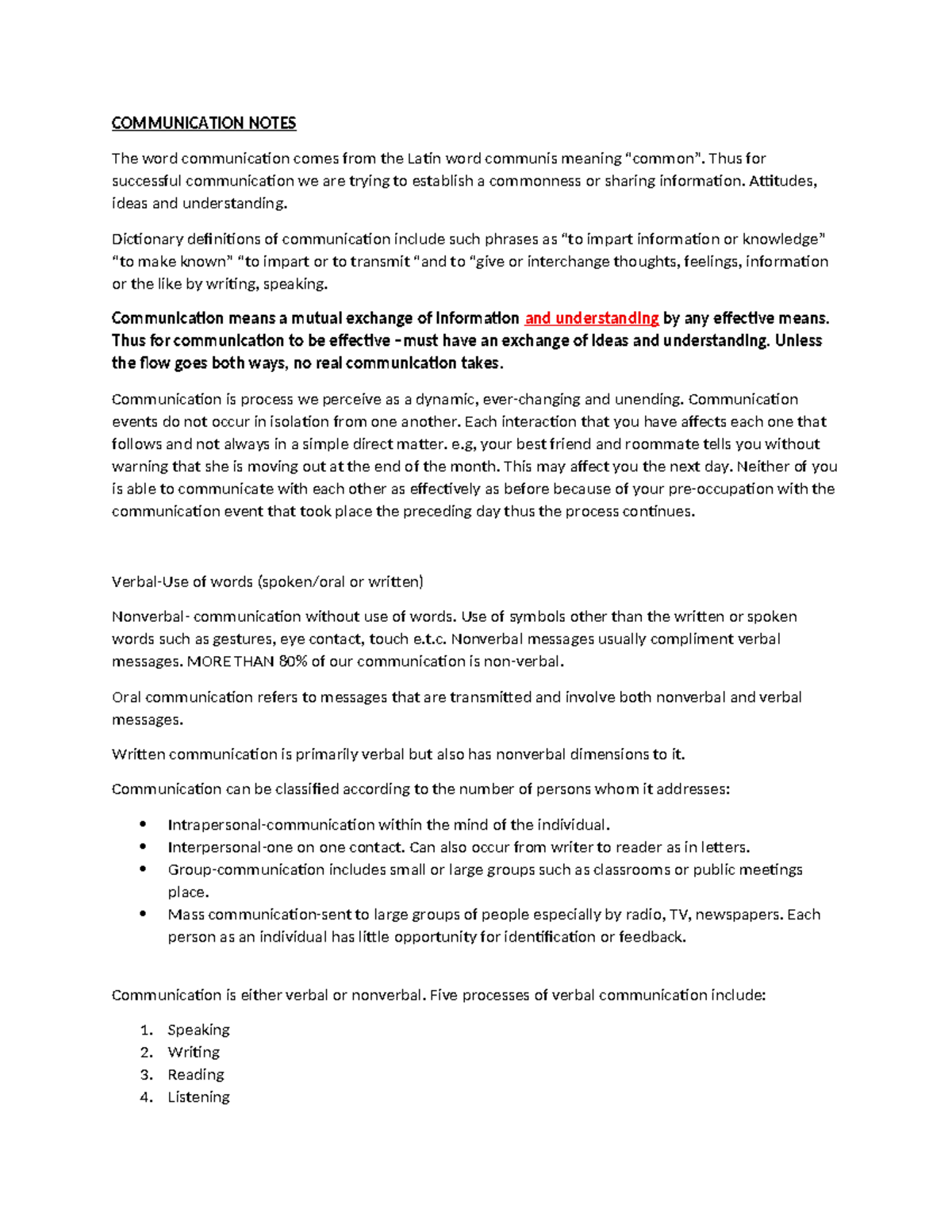 COMMUNICATION INTRODUCTION NOTES - 2025 PART 1 - Studocu