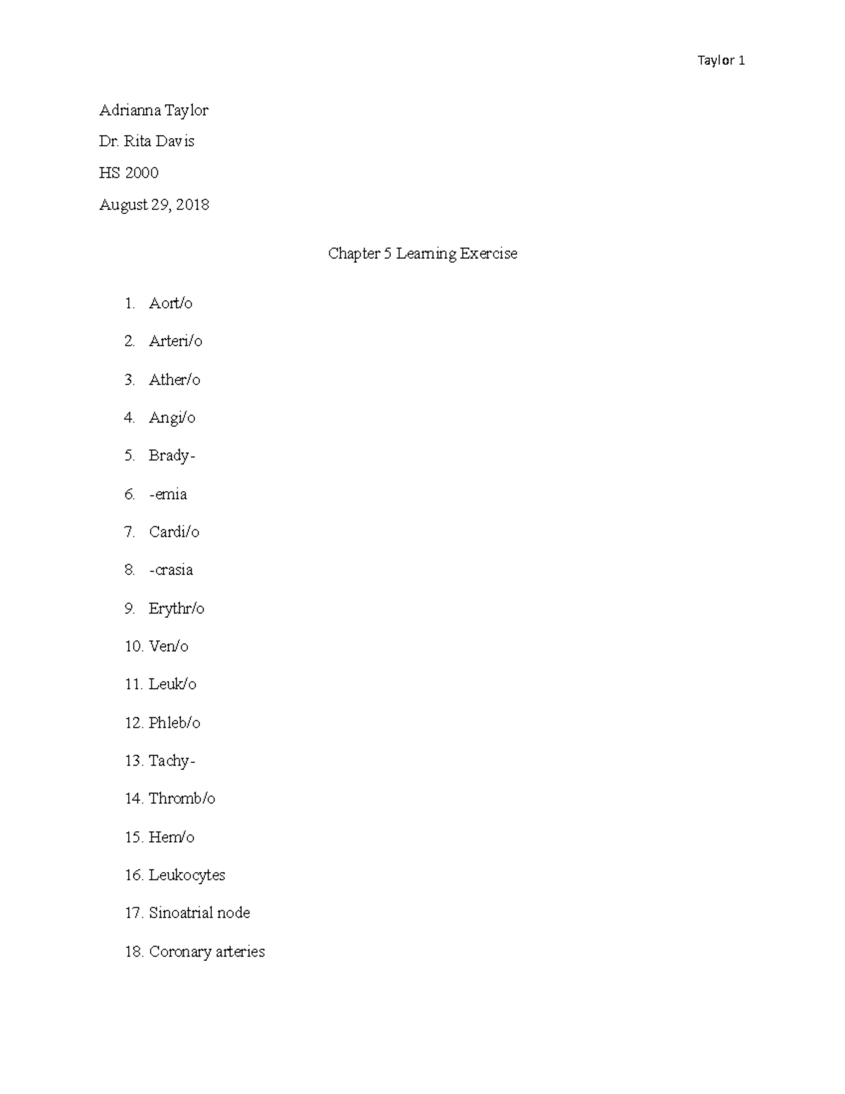 Chapter 3 Exercises and Terminology - Med Term Ch. 3 & 4 End of Chapter Exercises Chapter 3 ...