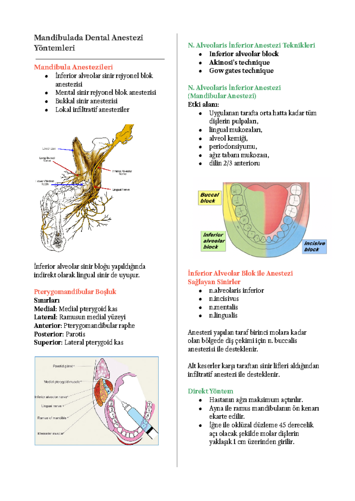 Mandibuladaki Dental Anestezi Yöntemleri: Blok ve İnfiltrasyon ...