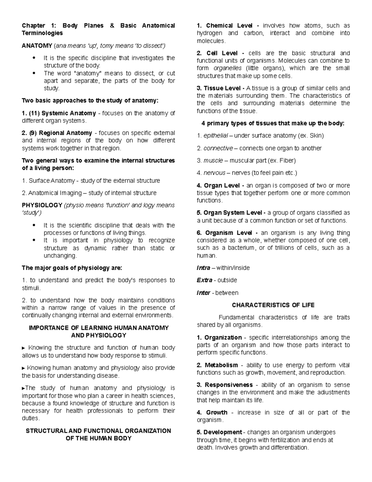 Anaphy - Anatomy and Physiology Chapter 1 - Chapter 1: Body Planes ...