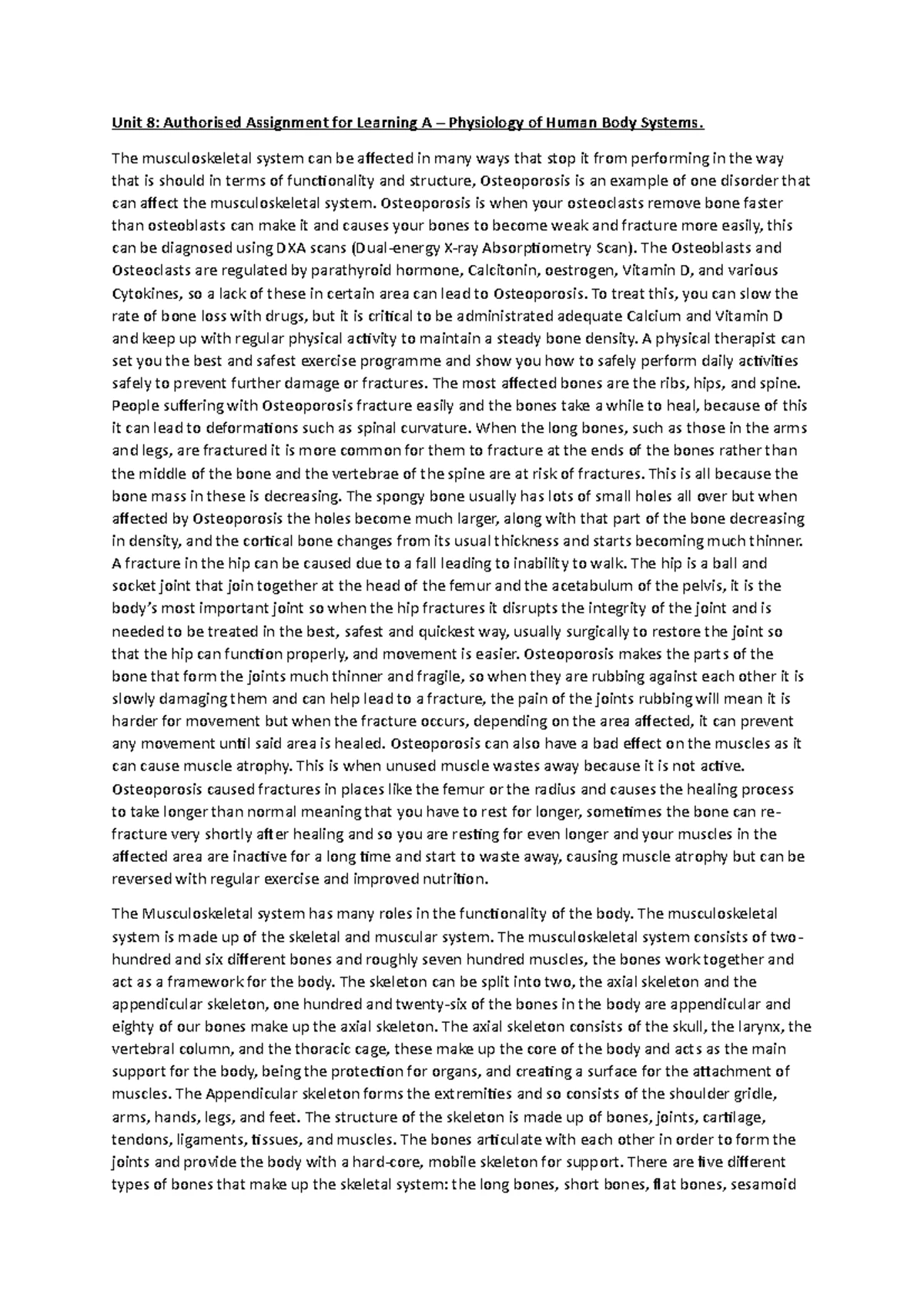 Unit 8 Physiology of Human Body Systems - A Explain the functional role ...