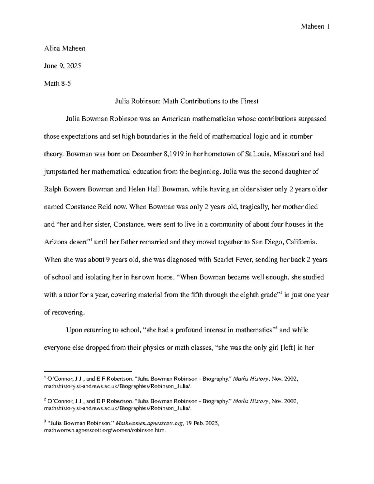 Math 101: Final Essay on Julia Bowman Robinson's Contributions - Studocu