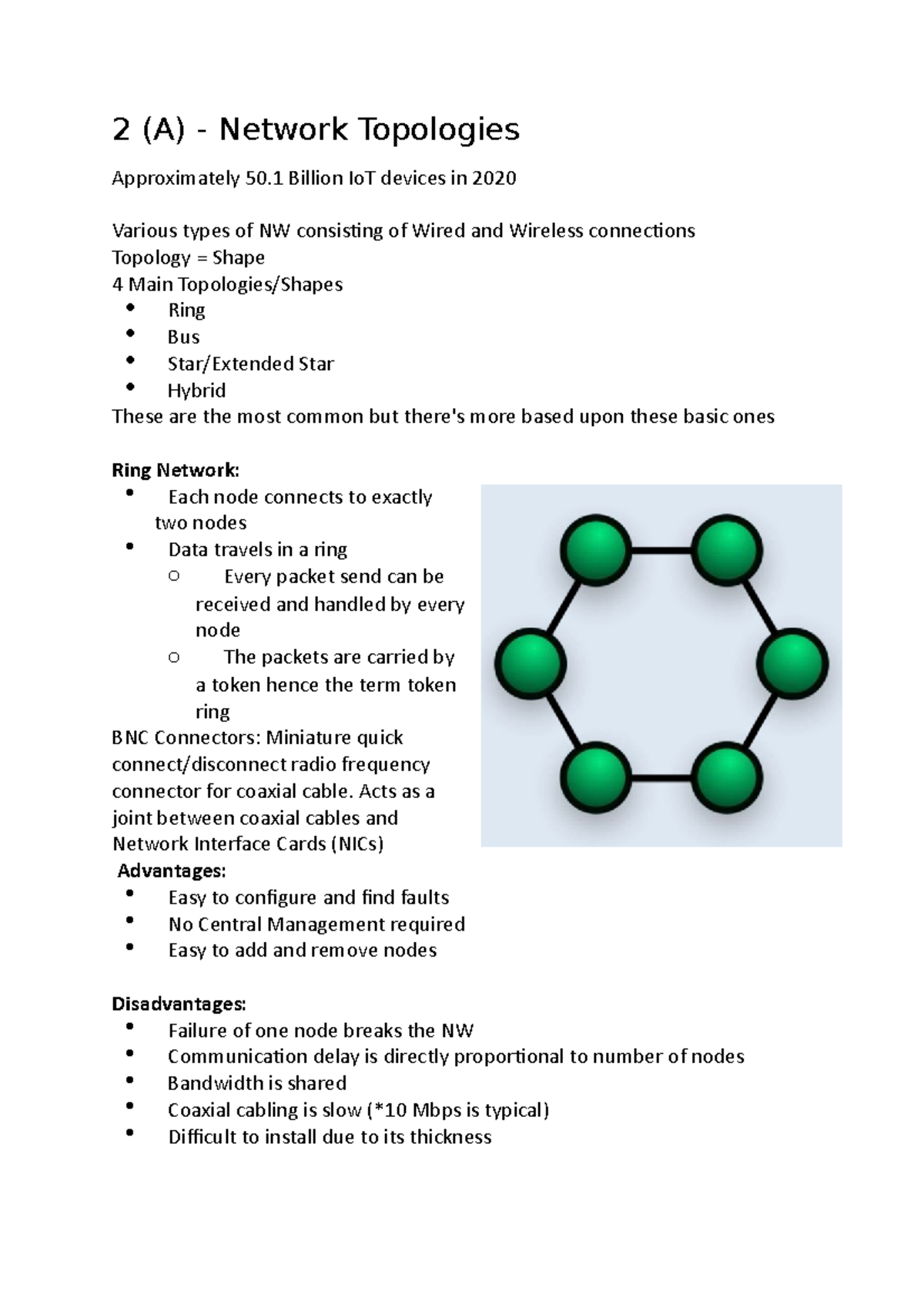 2A Network Topologies - Lecture Notes Week 2: Types and Characteristics ...