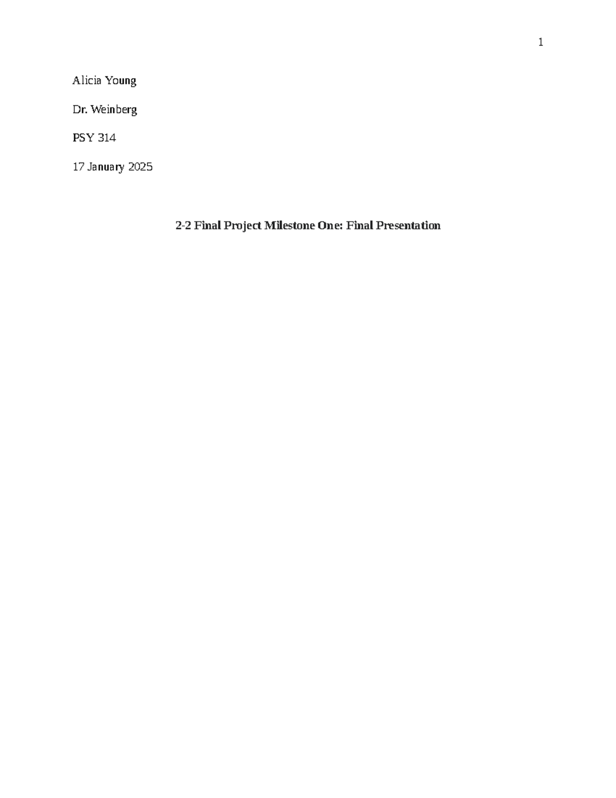 PSY 314 Final Project Milestone One: Early Detection of Child Mental ...