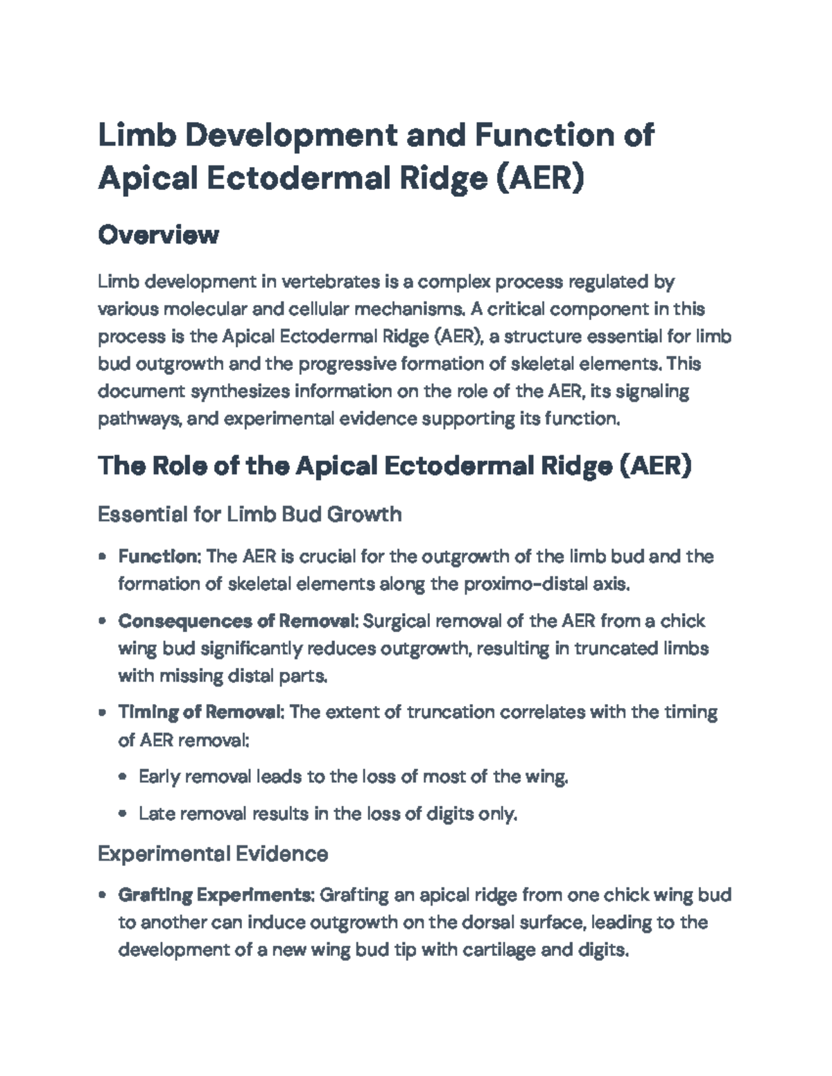 Limb Development and the Role of Apical Ectodermal Ridge (AER) - Limb ...