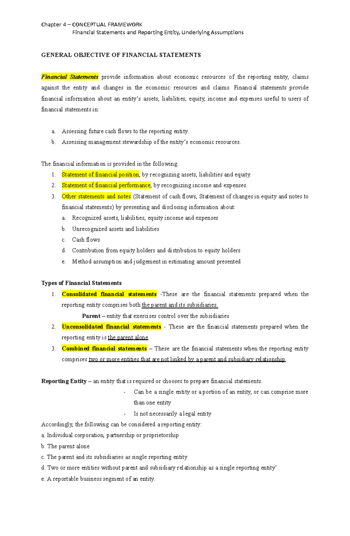 Chapter 4: Conceptual Framework of Financial Statements and Reporting ...
