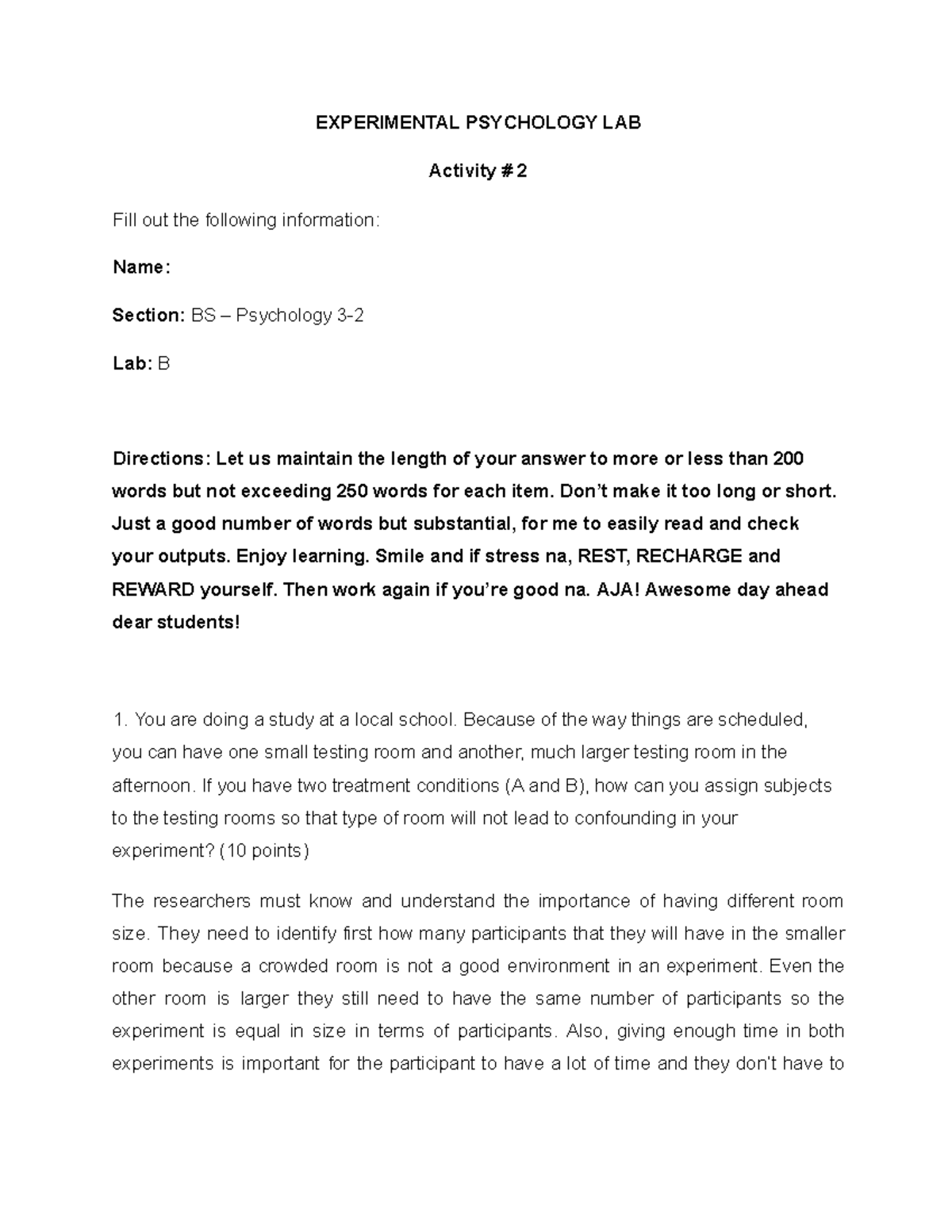 Experimental Psychology - Interpretation 4 - EXPERIMENTAL PSYCHOLOGY ...