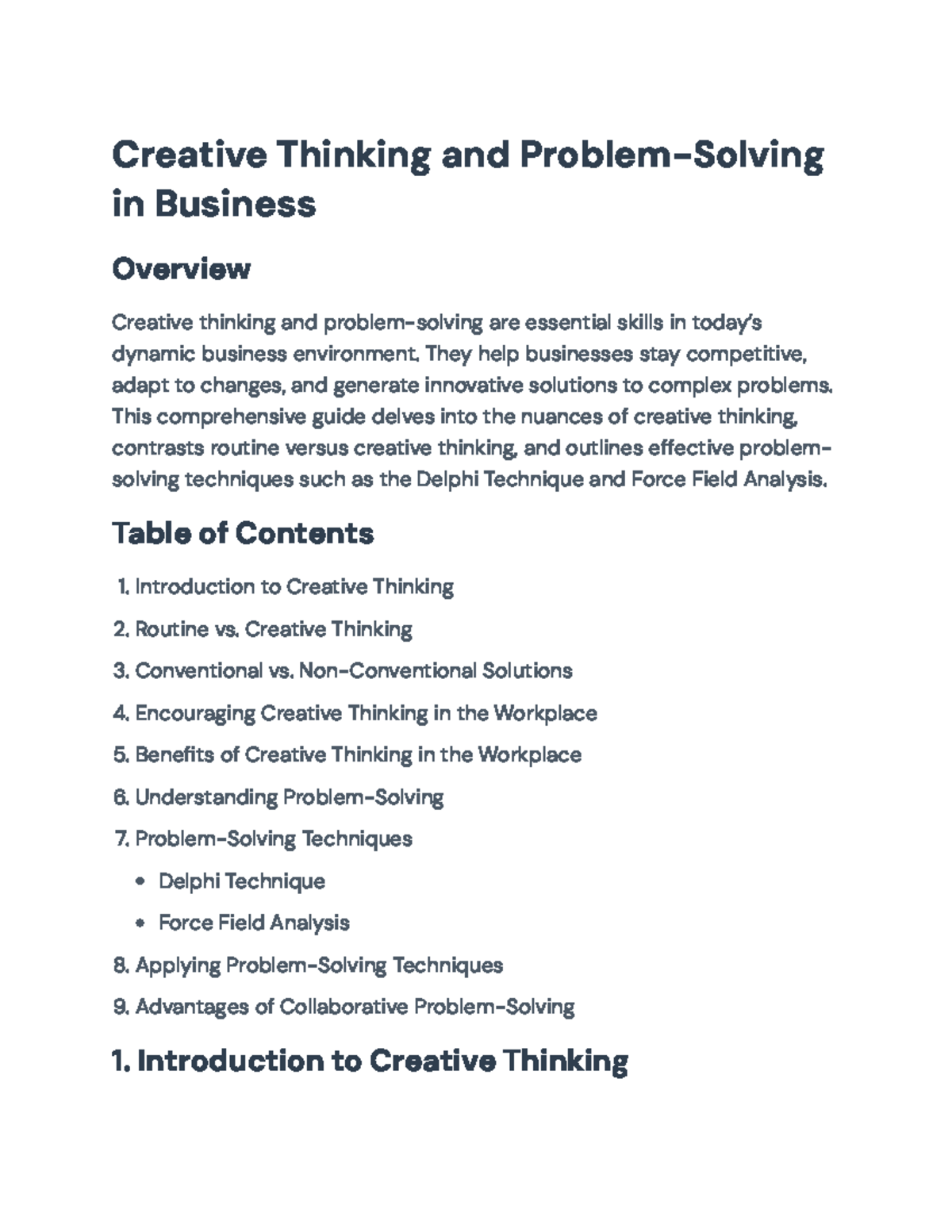 Creative Thinking & Problem-Solving Techniques in Business - Creative ...