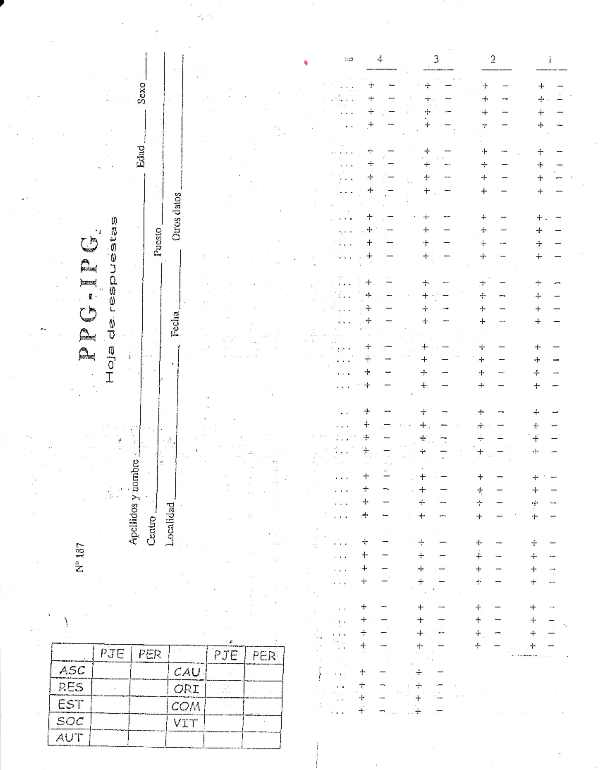 PPG-IPG HOJA DE Respuesta - o x rJr) rfl T + -l + -r + ¿ + a + J r + .]. + + T r T f + .t) C ...