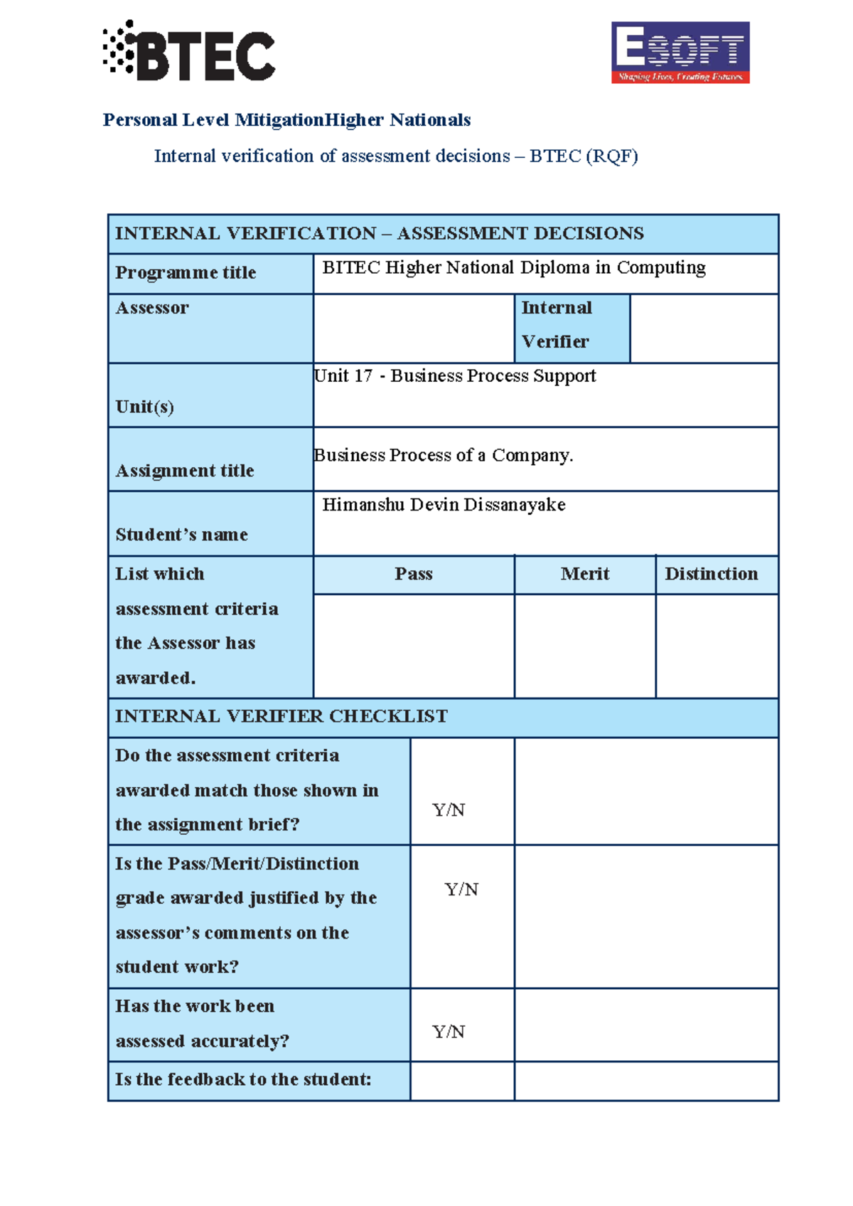 4540-1688749640236-unit 17 -Business Process Support 2022 - Personal ...