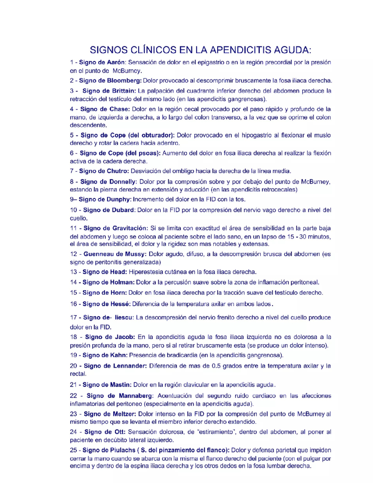 Signos de Apendicitis: Identificación y Diagnóstico Clave - Studocu