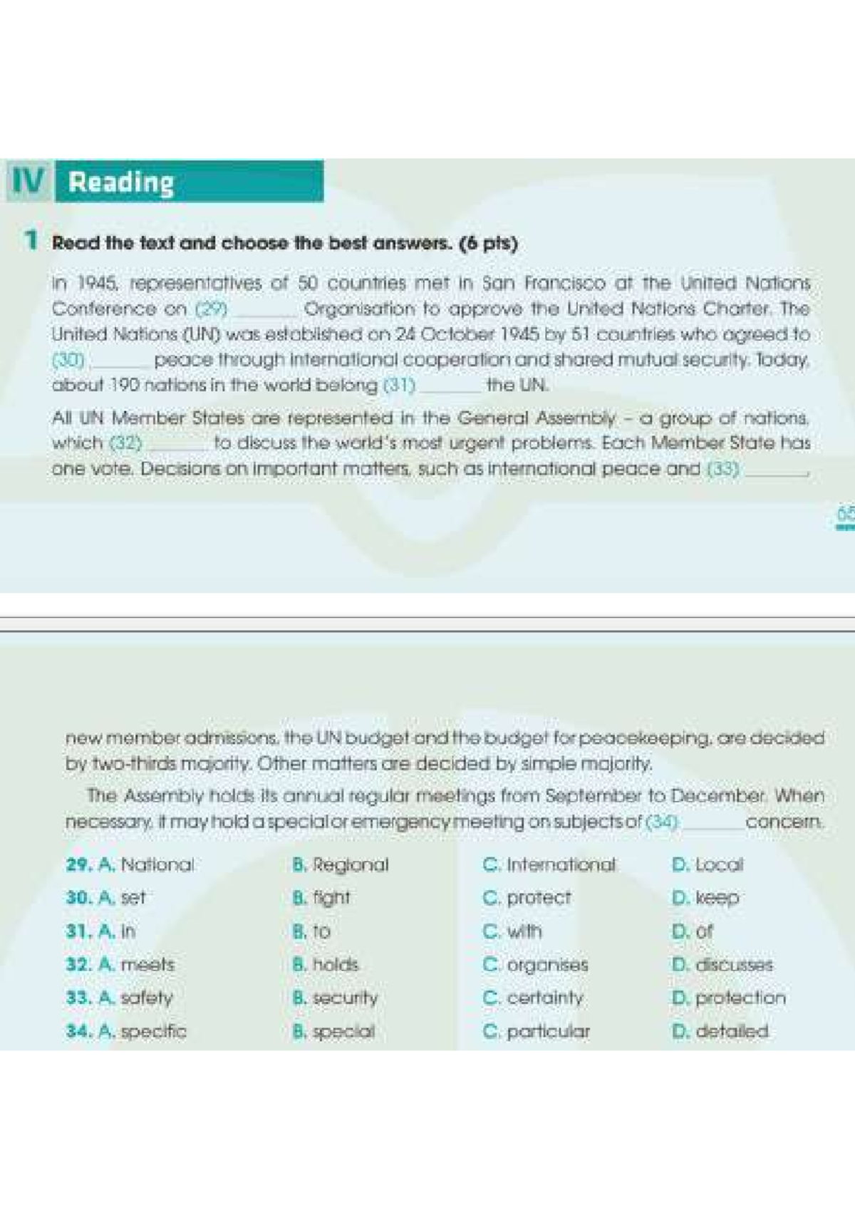UN 101: Reading Comprehension and Gender Equality Insights - Studocu