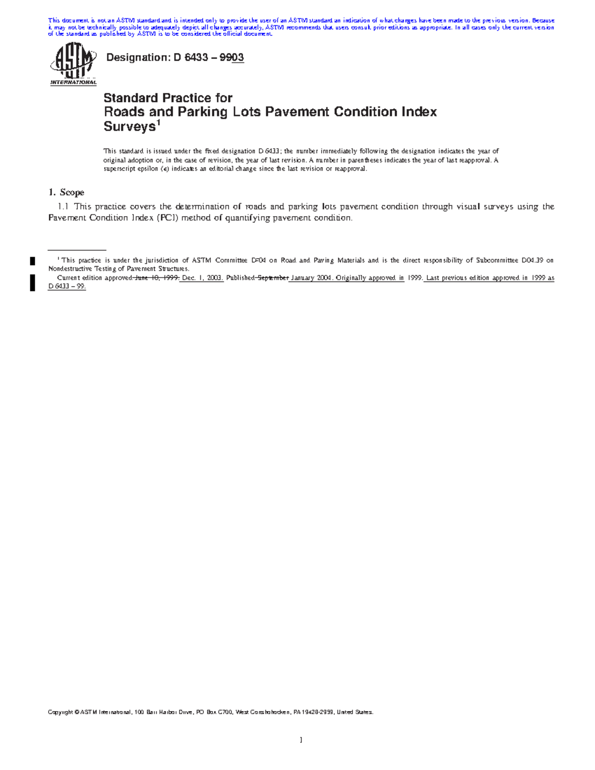 ASTM D6433: Pavement Condition Index for Roads & Parking Lots - Studocu
