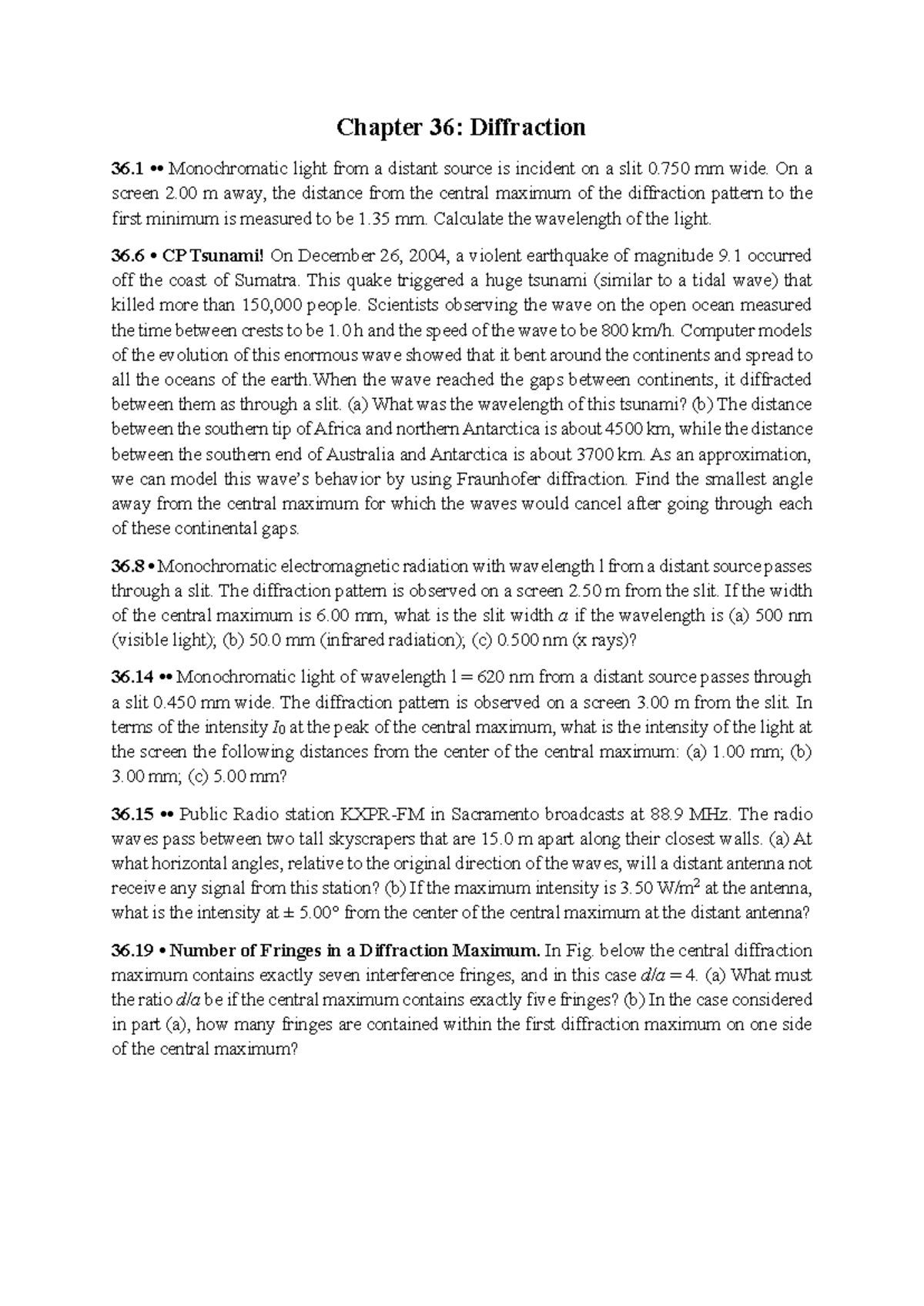 Tutorial on Chapter 36: Diffraction and Wave Phenomena - Studocu