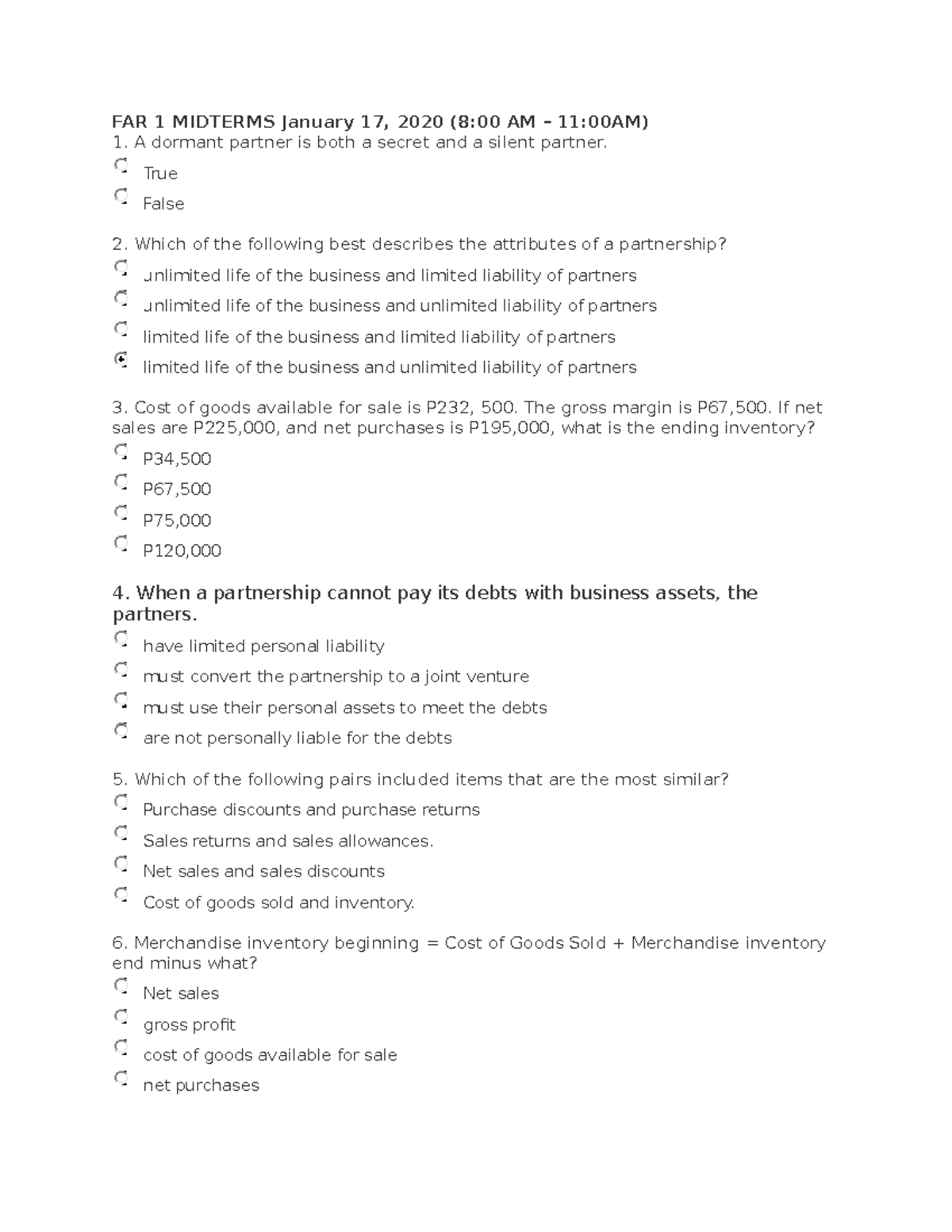 FAR-1 Midterms - Key Concepts and Questions Review - Studocu