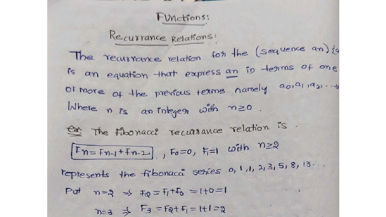 Functions and Recurrence Relations: A Comprehensive Guide (MATH 3 ...