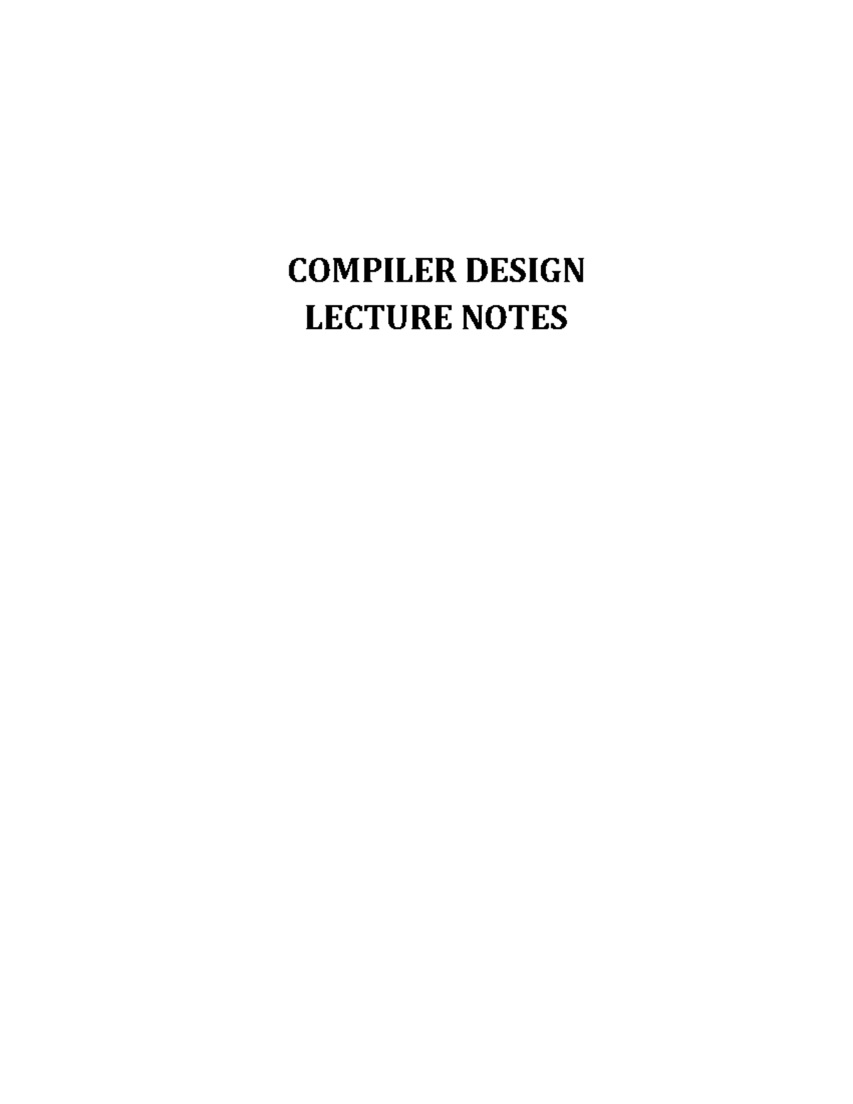 Extra Compiler Design Notes Compiler Design Lecture Notes Target