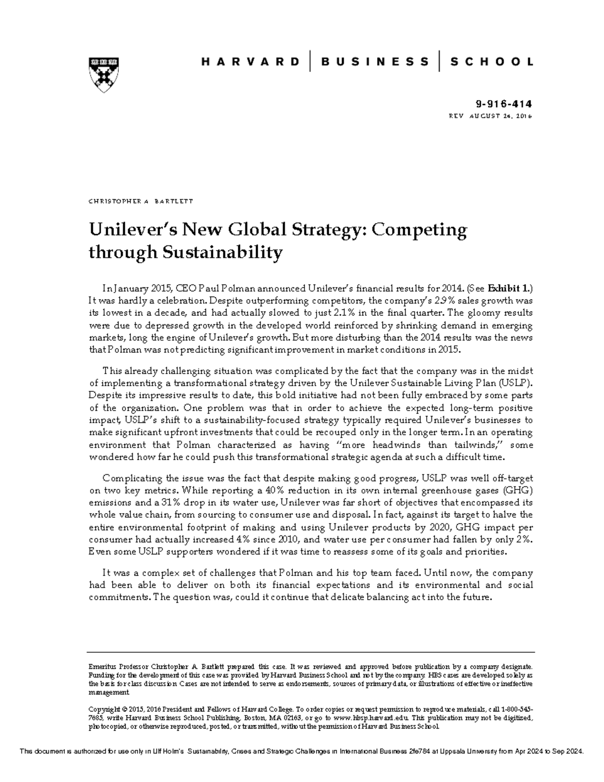 Ulf Sustainability Case Study: Unilever's Global Strategy for 2024 ...